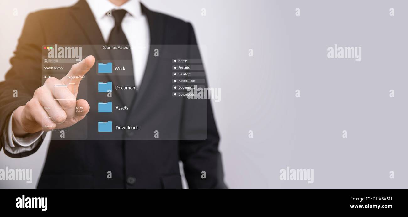 Document management concept. Virtual screen icons Document Management ...