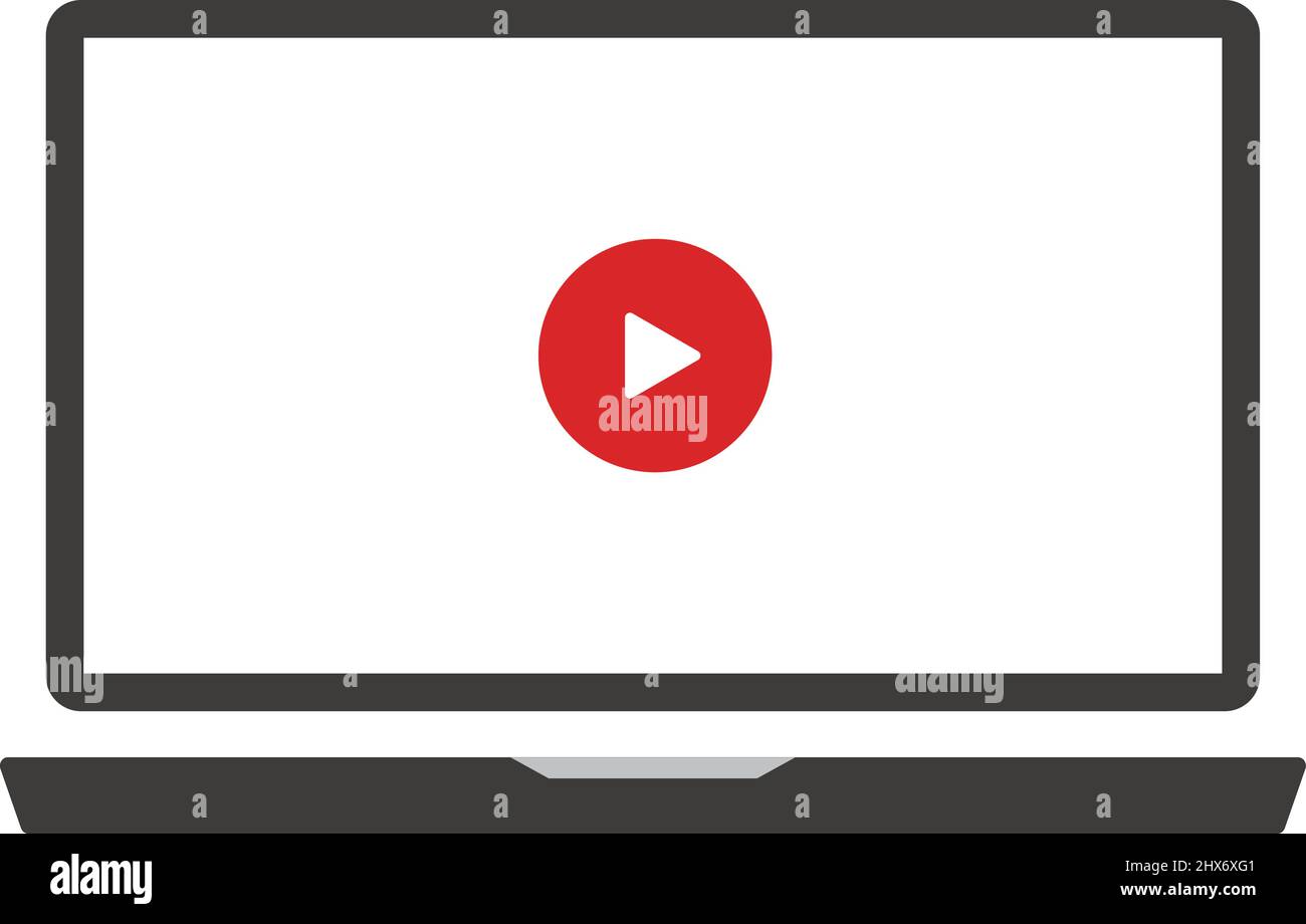 Laptop. Video and music playback button. Editable vectors Stock Vector ...