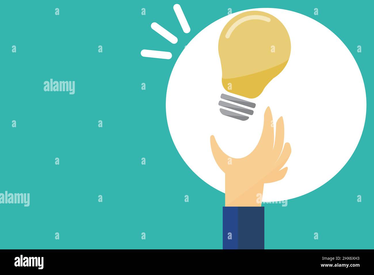 A man's hand trying to grab a light bulb. Ideas and tips. Editable ...