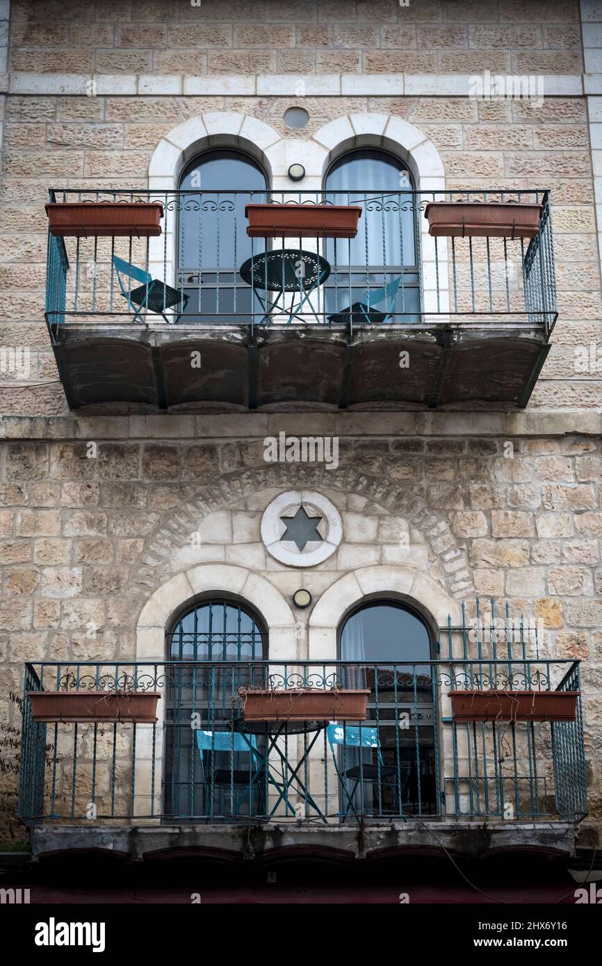 Decorative balconies on building in Jerusalem in Israel Stock Photo - Alamy
