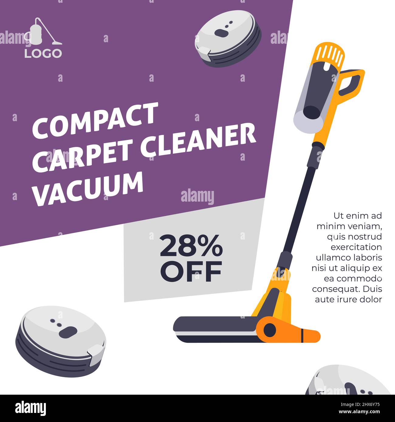 Compact carpet cleaner vacuum, price off banner Stock Vector Image ...