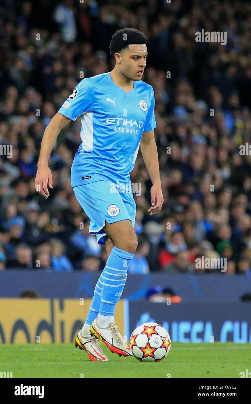 Conrad Egan-Riley #56 of Manchester City controls the ball Stock Photo ...
