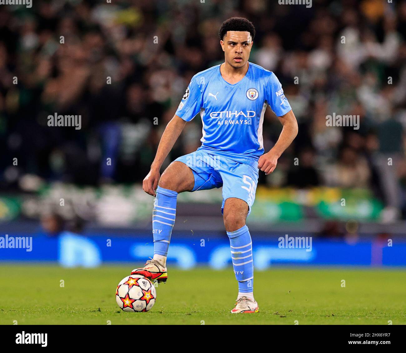 Conrad Egan-Riley #56 of Manchester City controls the ball Stock Photo ...