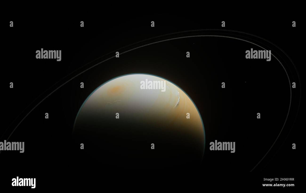 Planet saturn on the dark. Saturn planet from space. 3D illustration ...