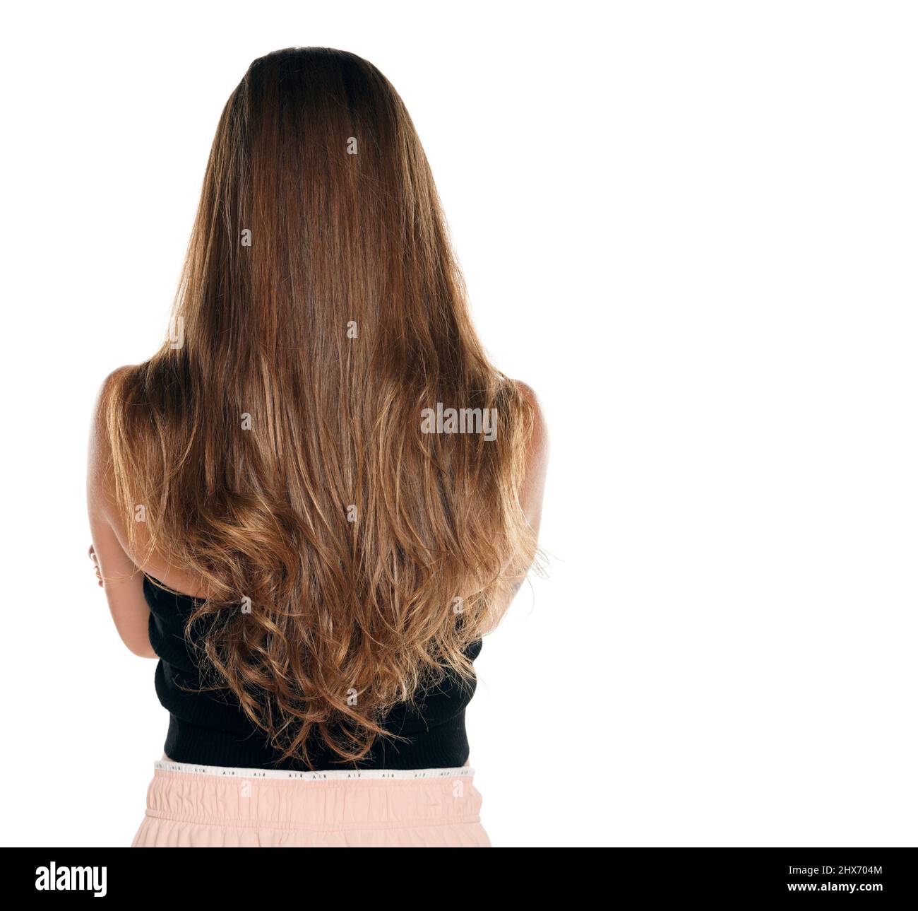 Back view brunette girl long hi-res stock photography and images - Alamy