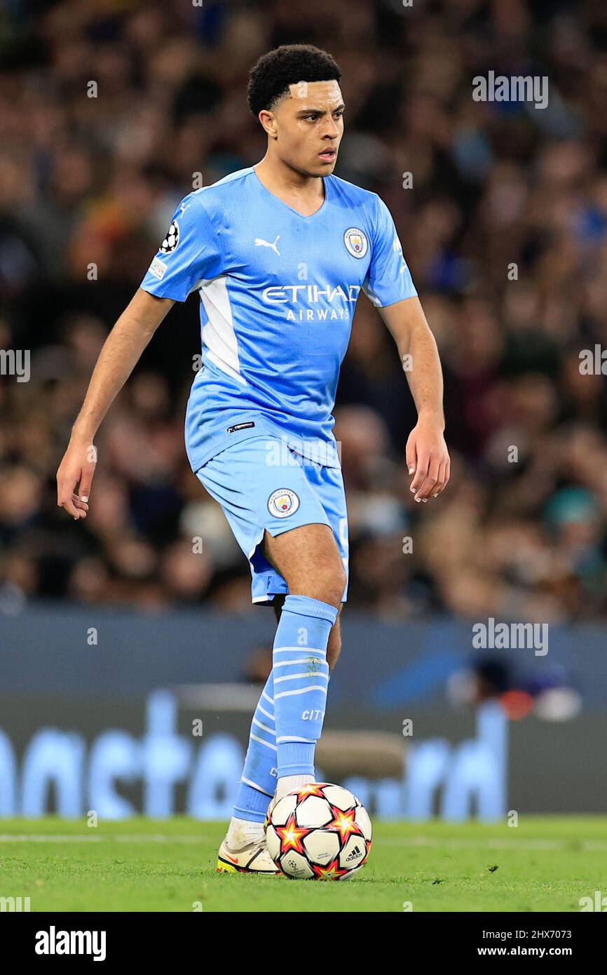 Conrad Egan-Riley #56 of Manchester City controls the ball Stock Photo ...