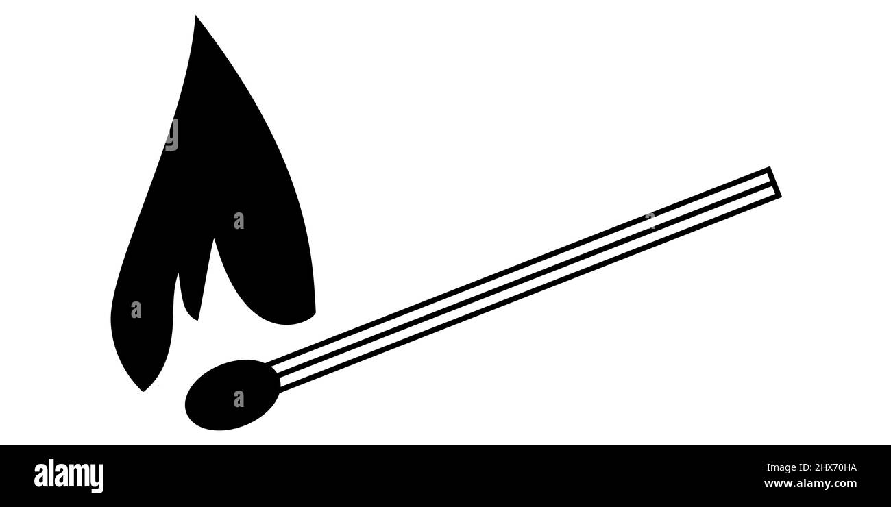 Burning safety match icon, arson sign with a match Stock Vector Image ...