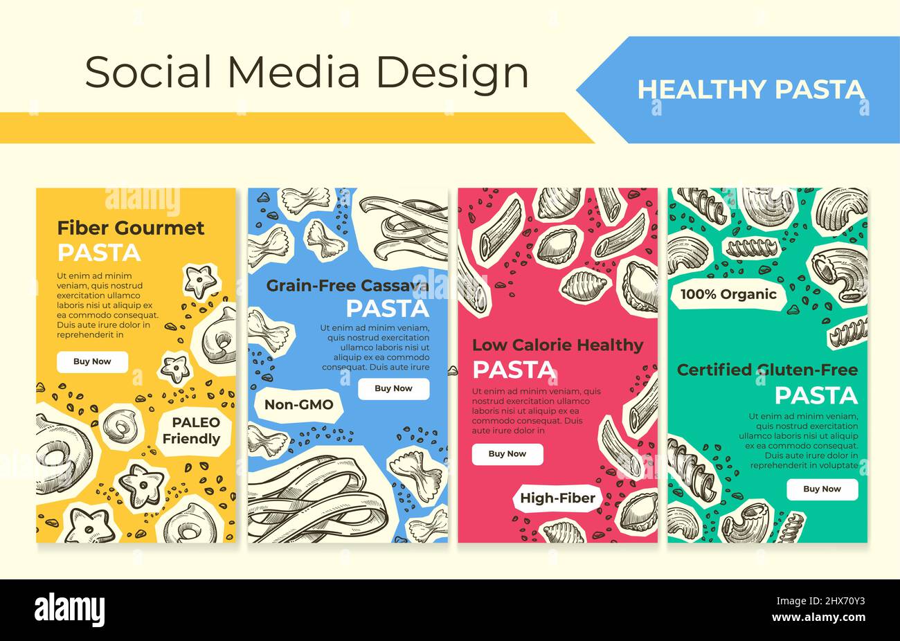 Healthy pasta template advertising at story set Stock Vector Image ...