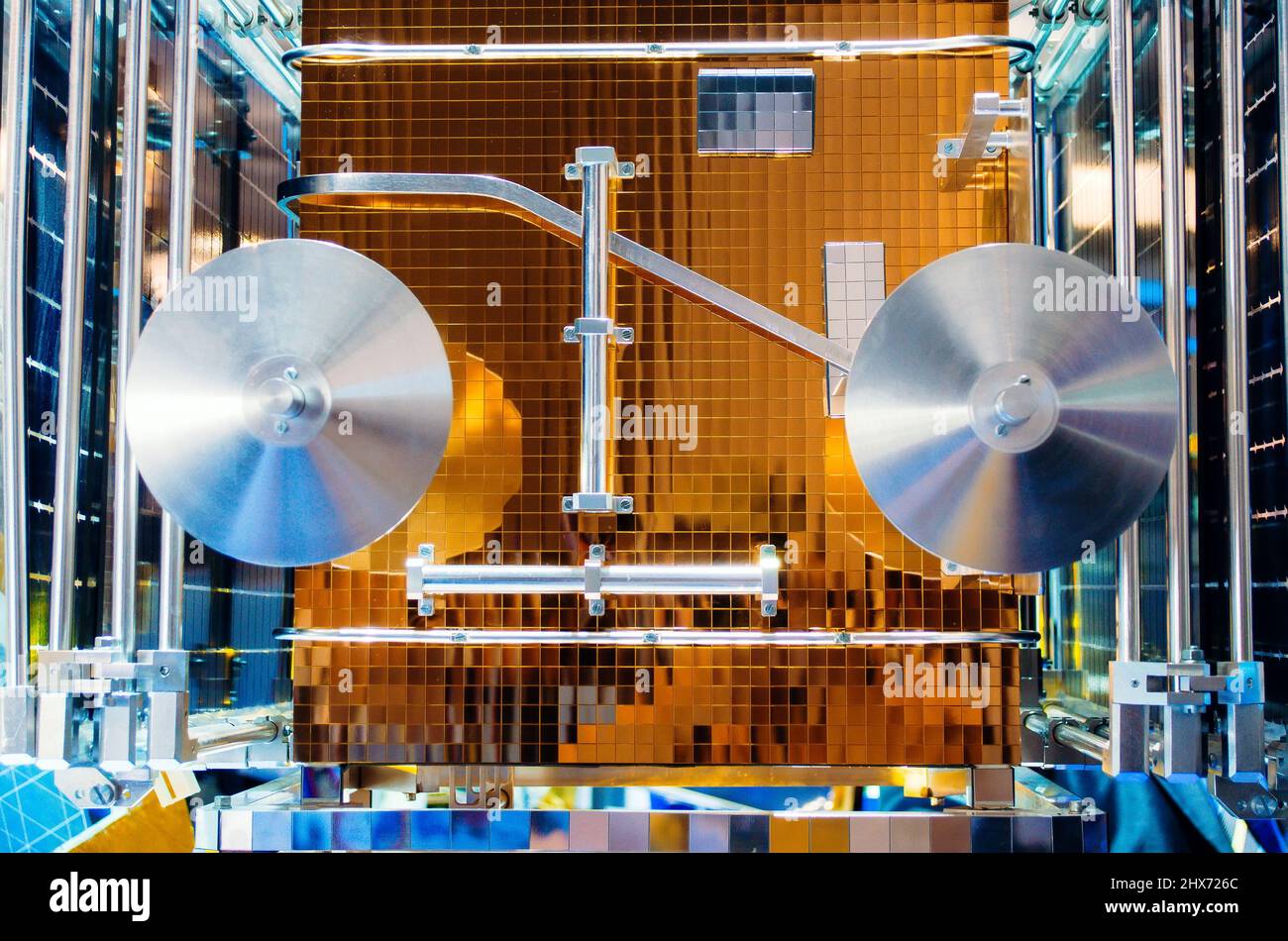 Space satellite spaceship with shiny panels close up Stock Photo - Alamy