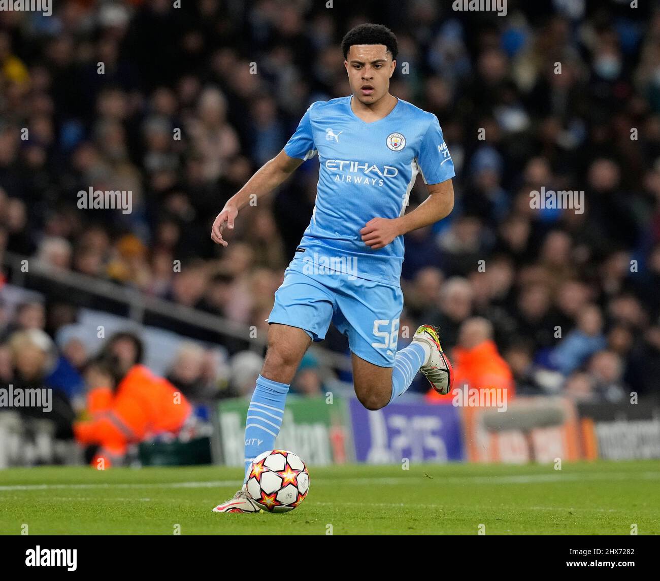 Manchester, England, 9th March 2022. Conrad Egan-Riley of Manchester City during the UEFA ...