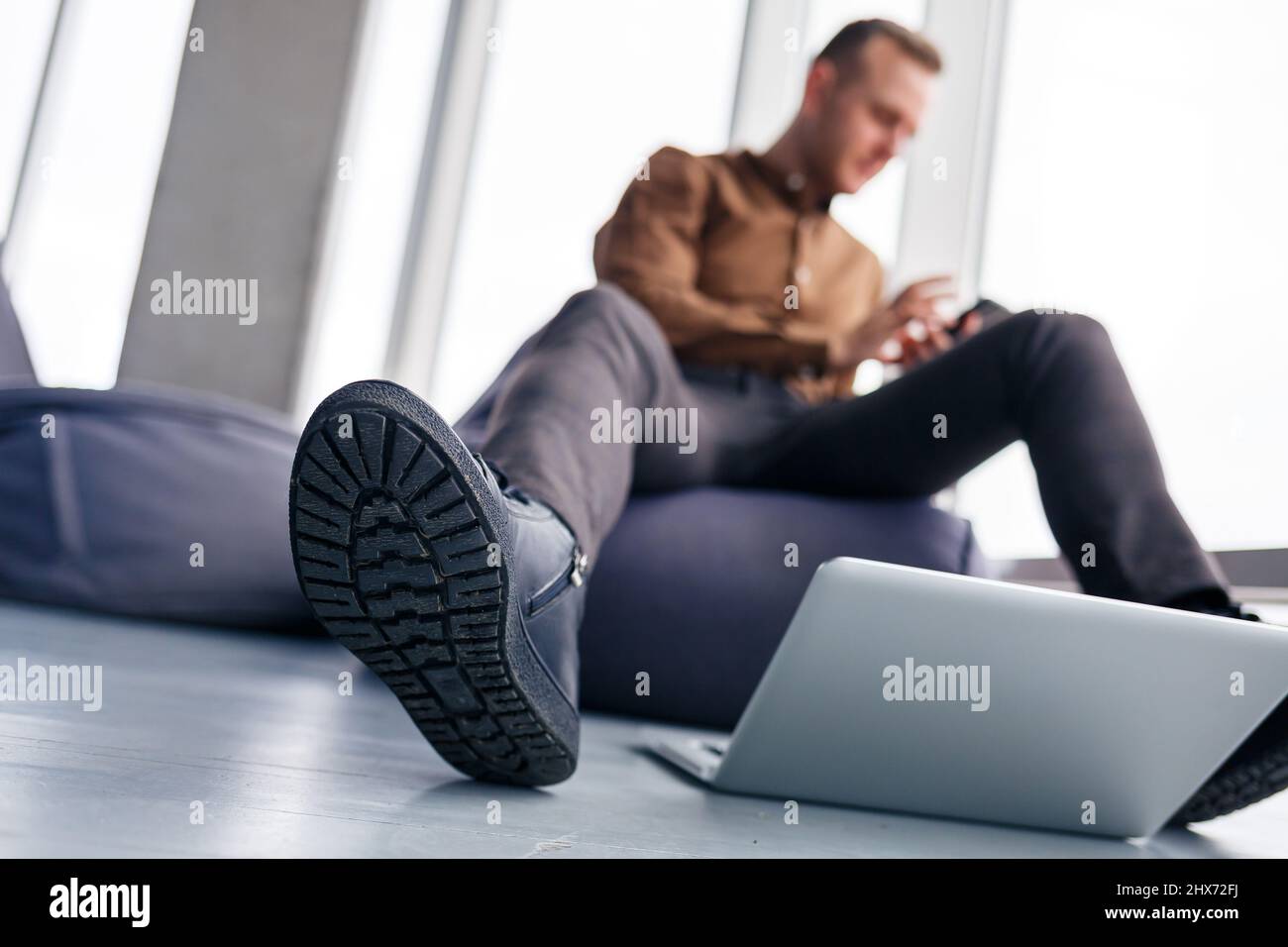 Top view mans leg in hi-res stock photography and images - Alamy