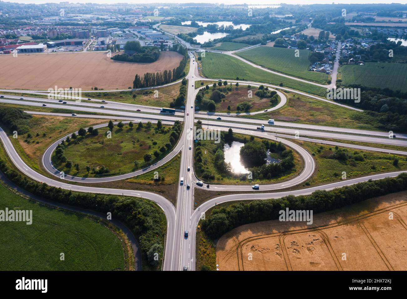 High angle view of road junction Stock Photo - Alamy
