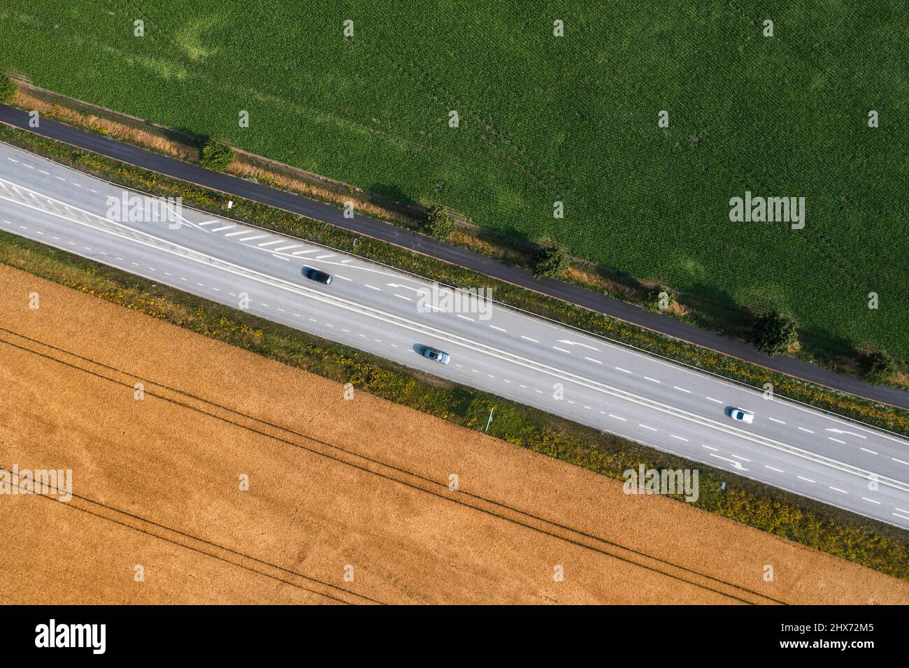 Aerial view of vehicles on road Stock Photo - Alamy