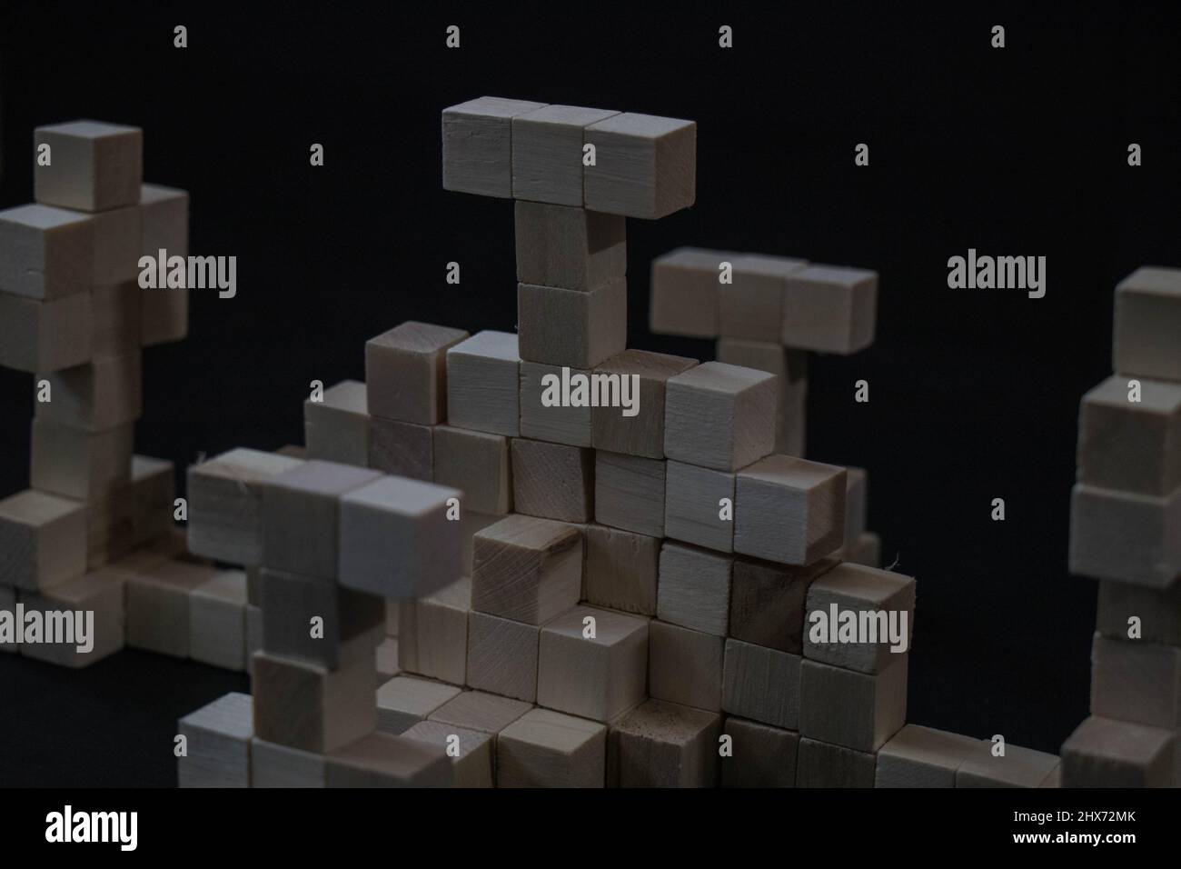 Art composition with wooden cube blocks Stock Photo - Alamy