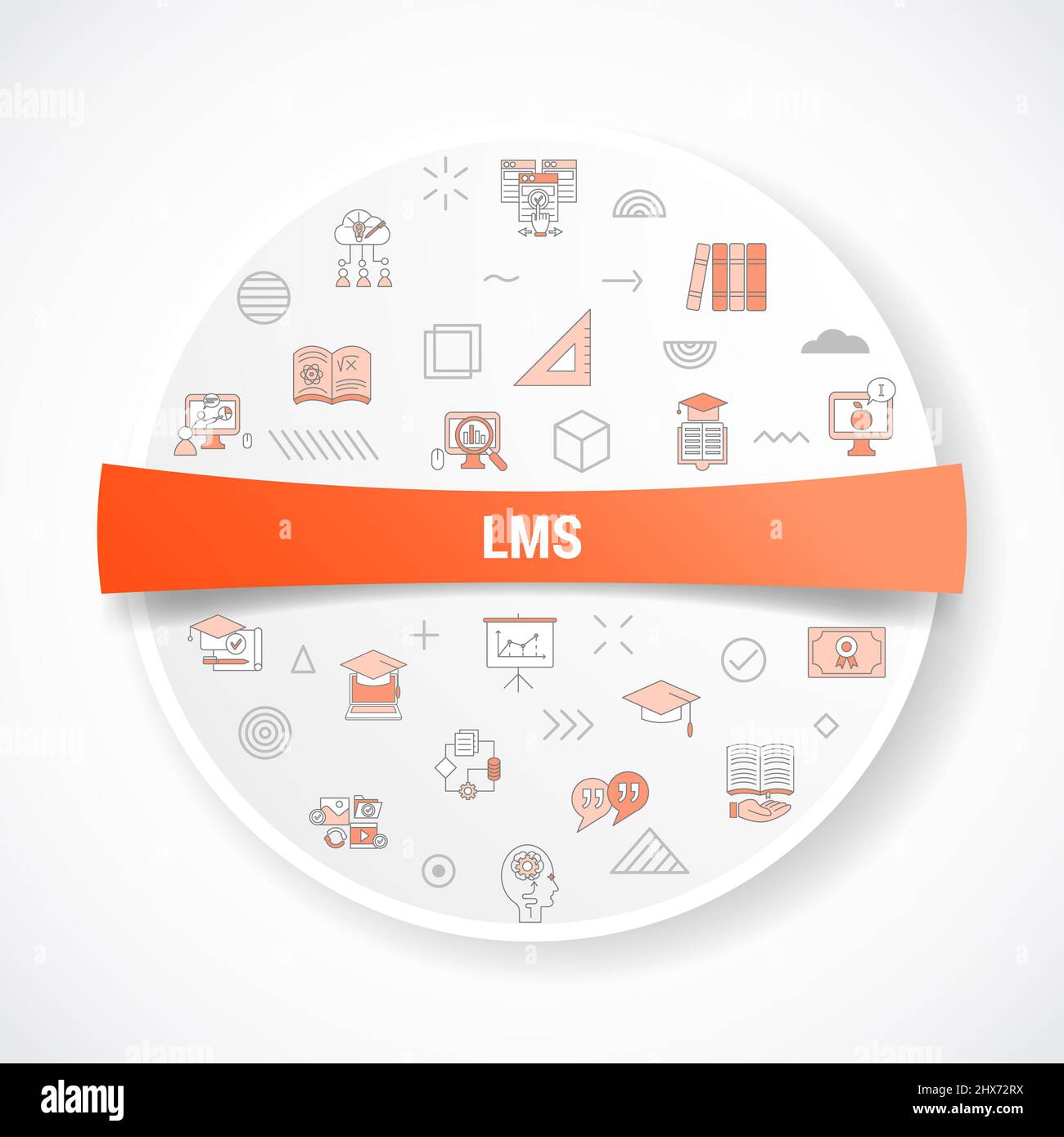 lms learning management system concept with icon concept with round or ...