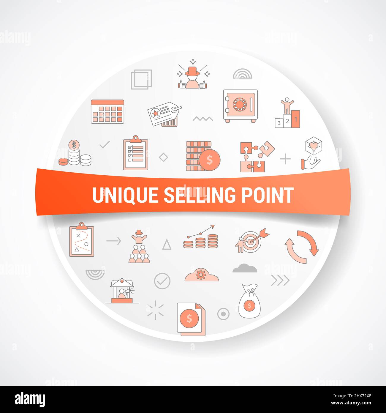 usp unique selling point concept with icon concept with round or circle ...