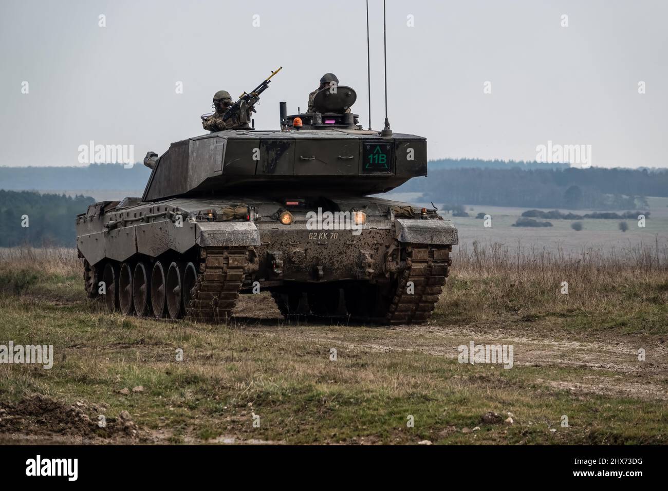 British army FV4034 Challenger 2 main battle tank in action on a ...