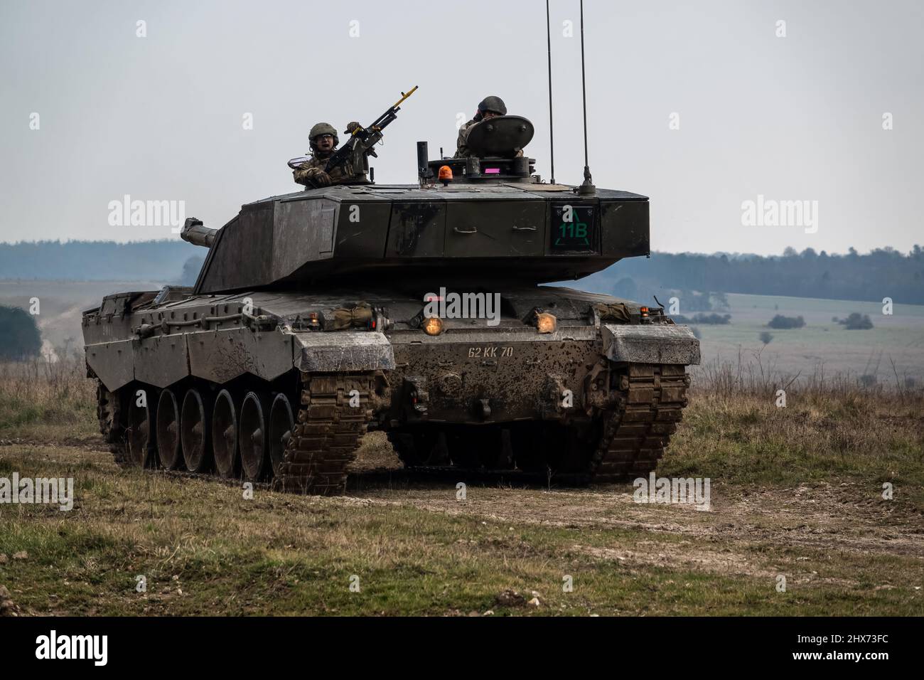 British army FV4034 Challenger 2 main battle tank in action on a ...