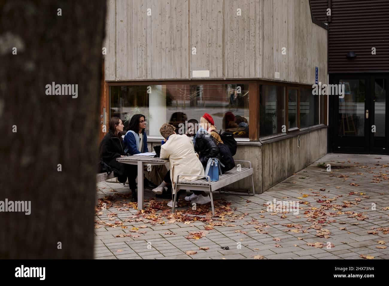 Young friends sitting together Stock Photo - Alamy
