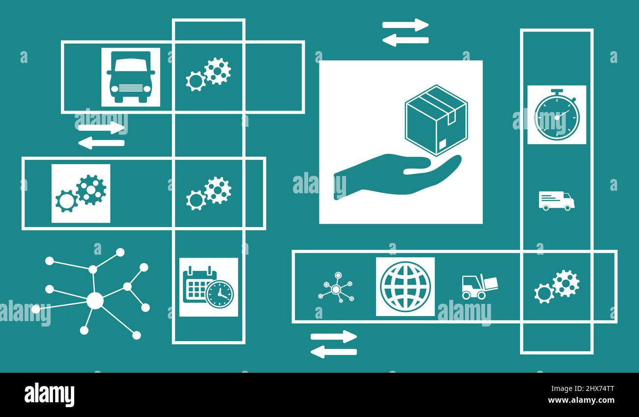Concept of distribution with connected icons Stock Photo - Alamy