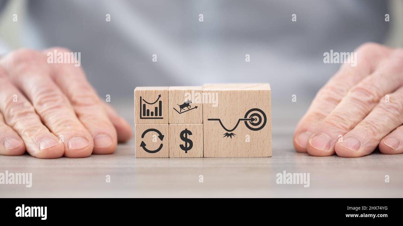 Wooden blocks with symbol of rebound concept Stock Photo - Alamy