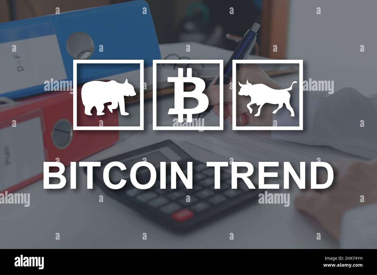Bitcoin trend concept illustrated by a picture on background Stock ...