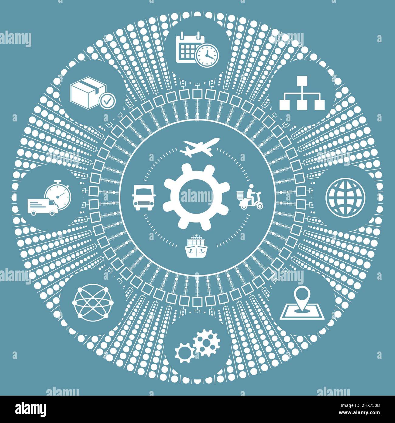 Concept of transportation with connected icons Stock Photo - Alamy