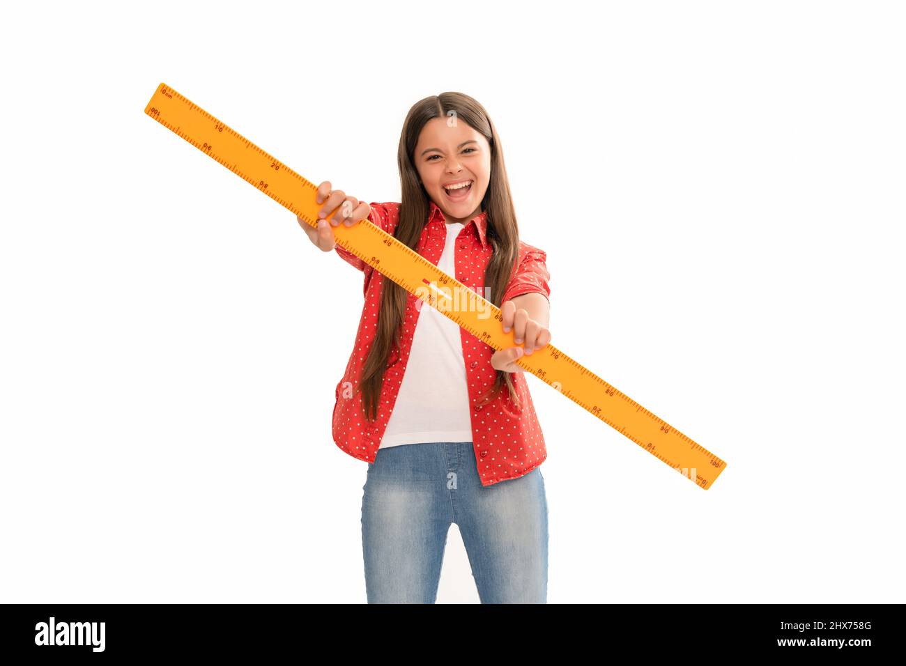 measuring and sizing. education for child. mathematics. cheerful teen ...