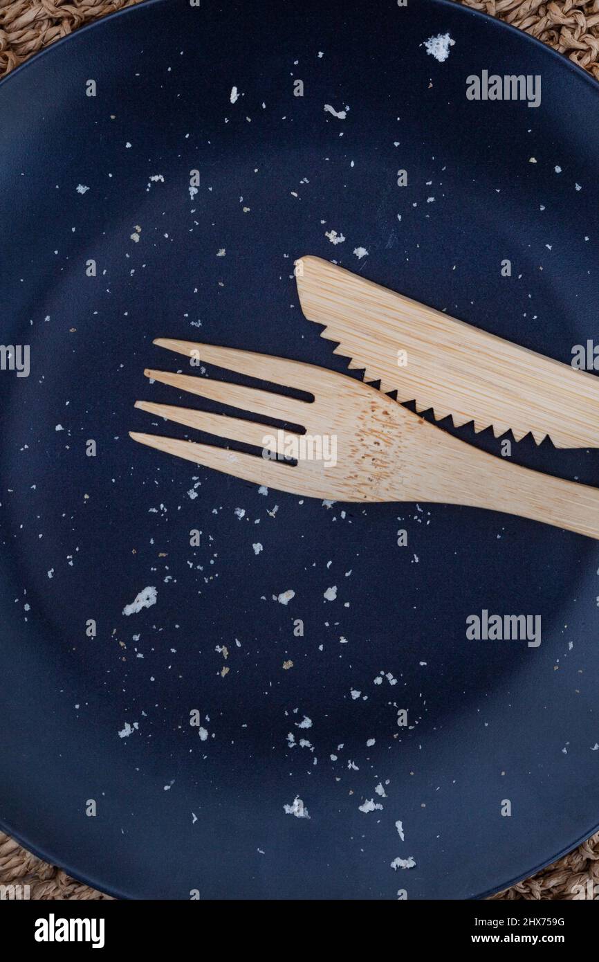 Empty plate with only crumbs depicting the shortage of wheat and bread ...