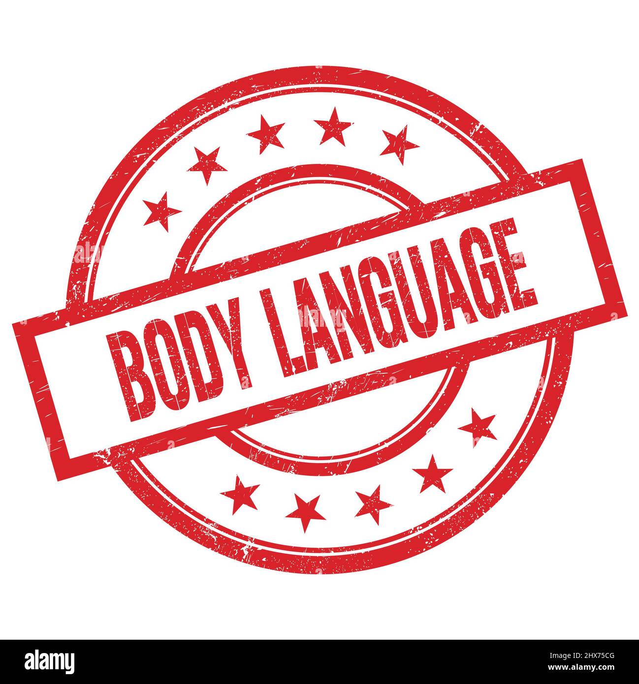 BODY LANGUAGE text written on red round vintage rubber stamp Stock ...