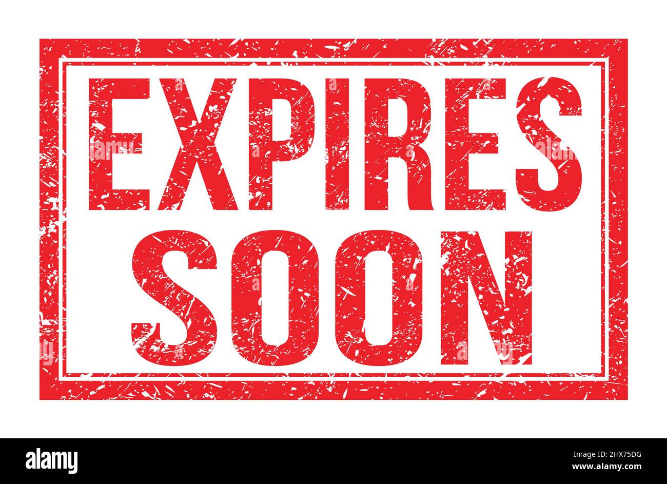 EXPIRES SOON, words written on red rectangle stamp sign Stock Photo - Alamy