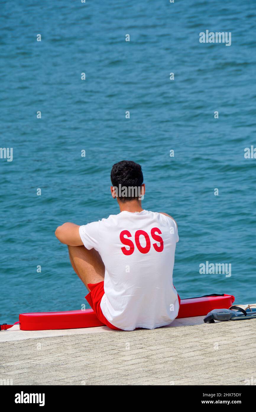 Lifeguard Beach Rescue Watching the Sea Stock Photo - Alamy