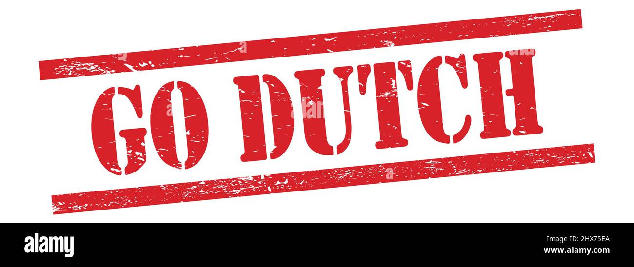 GO DUTCH text on red grungy vintage rubber stamp Stock Photo - Alamy