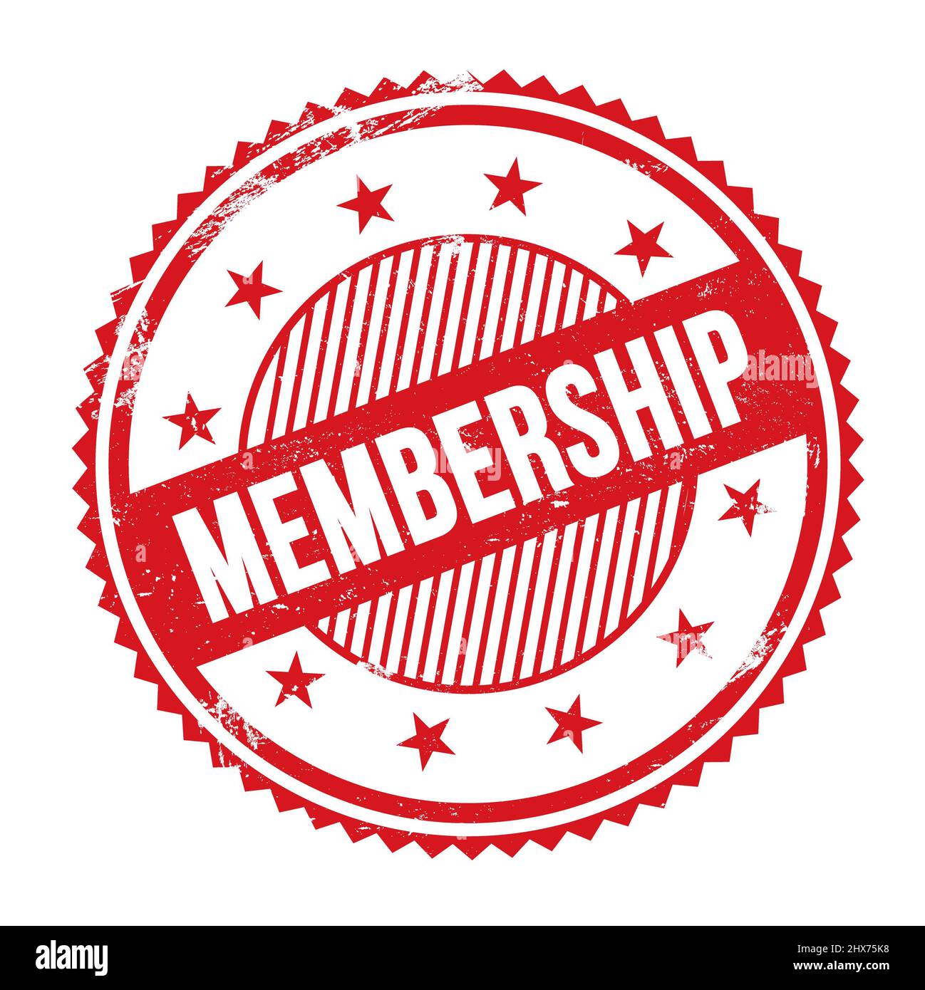 MEMBERSHIP text written on red grungy zig zag borders round stamp Stock ...