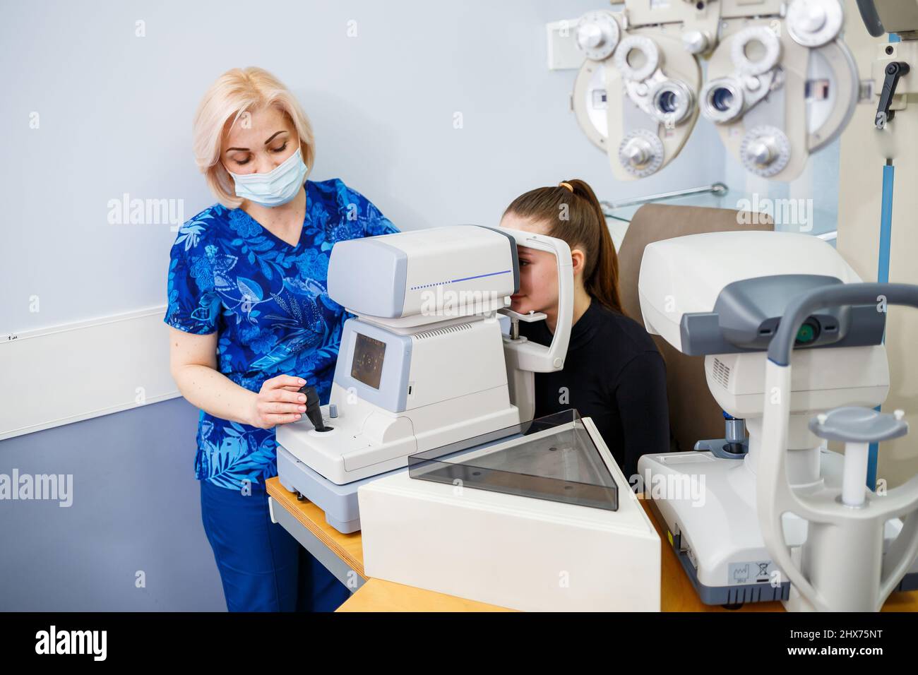 Clinic optometry instrument. Eyesight medical professional correction ...