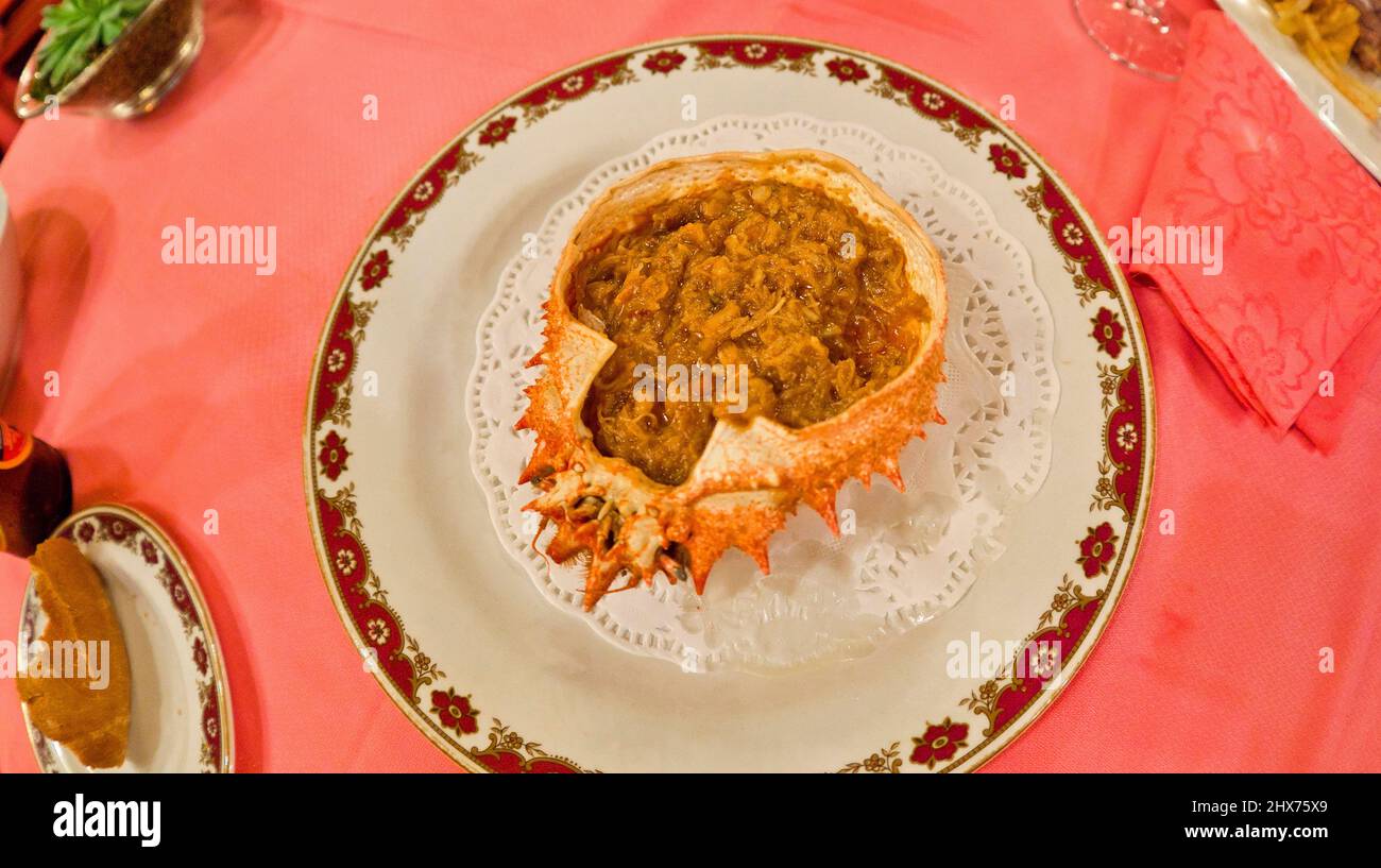Spider Crab Cooked Spanish Cuisine at Restaurant Stock Photo - Alamy