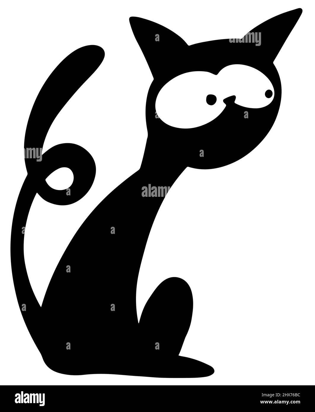 black cat silhouette. Doodle Vector illustration Stock Vector Image ...