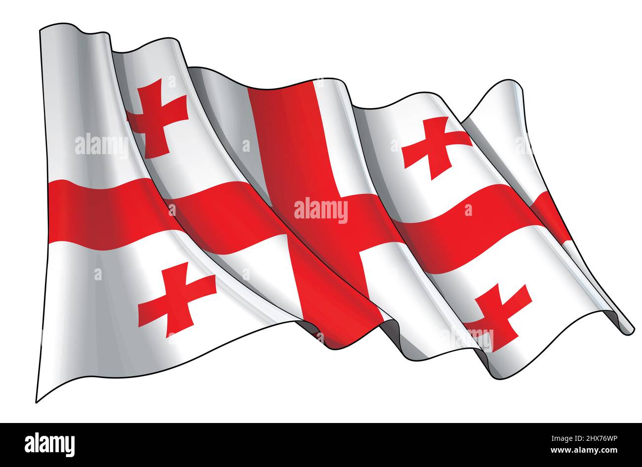 Vector illustration of a Waving Flag of Georgia. All elements neatly on ...