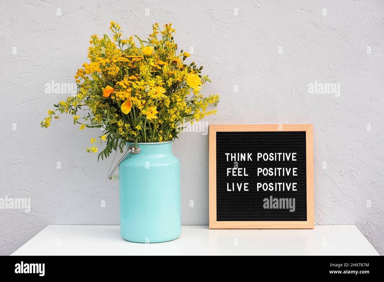Think positive, feel positive, live positive. Motivational quote on ...