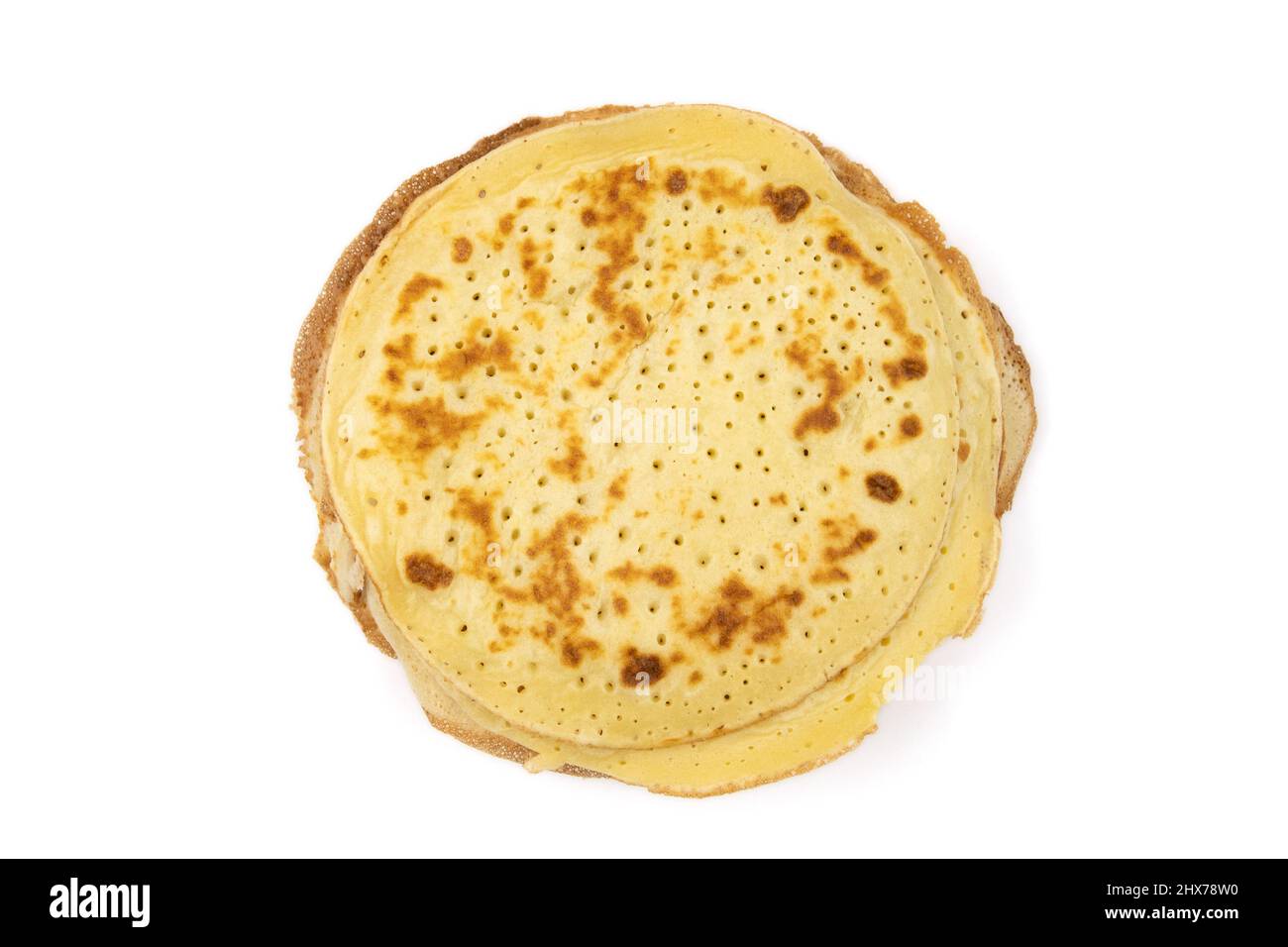 top view of pancake on a white background Stock Photo - Alamy