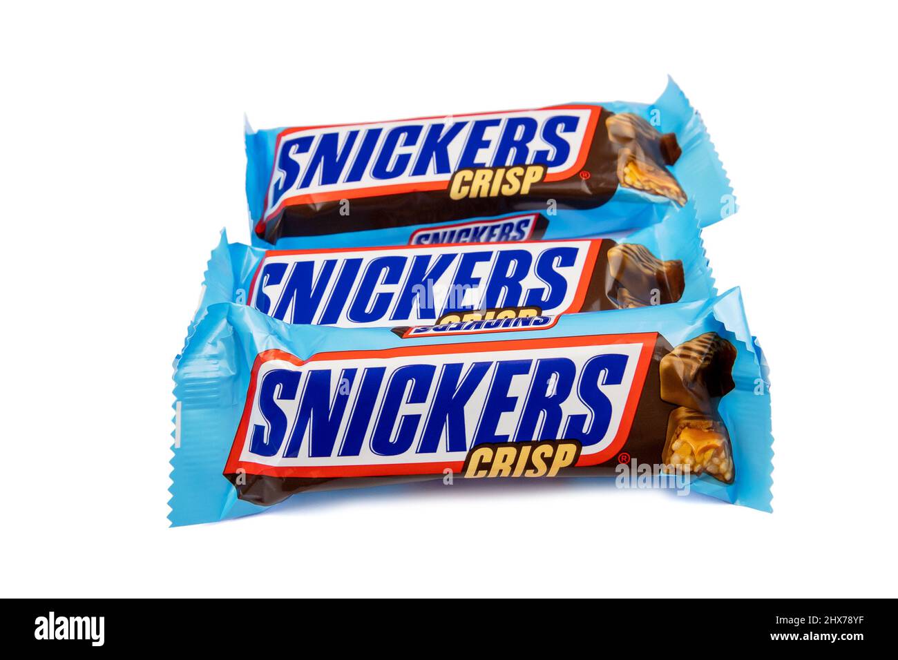 snickers crisp on a white background Stock Photo - Alamy