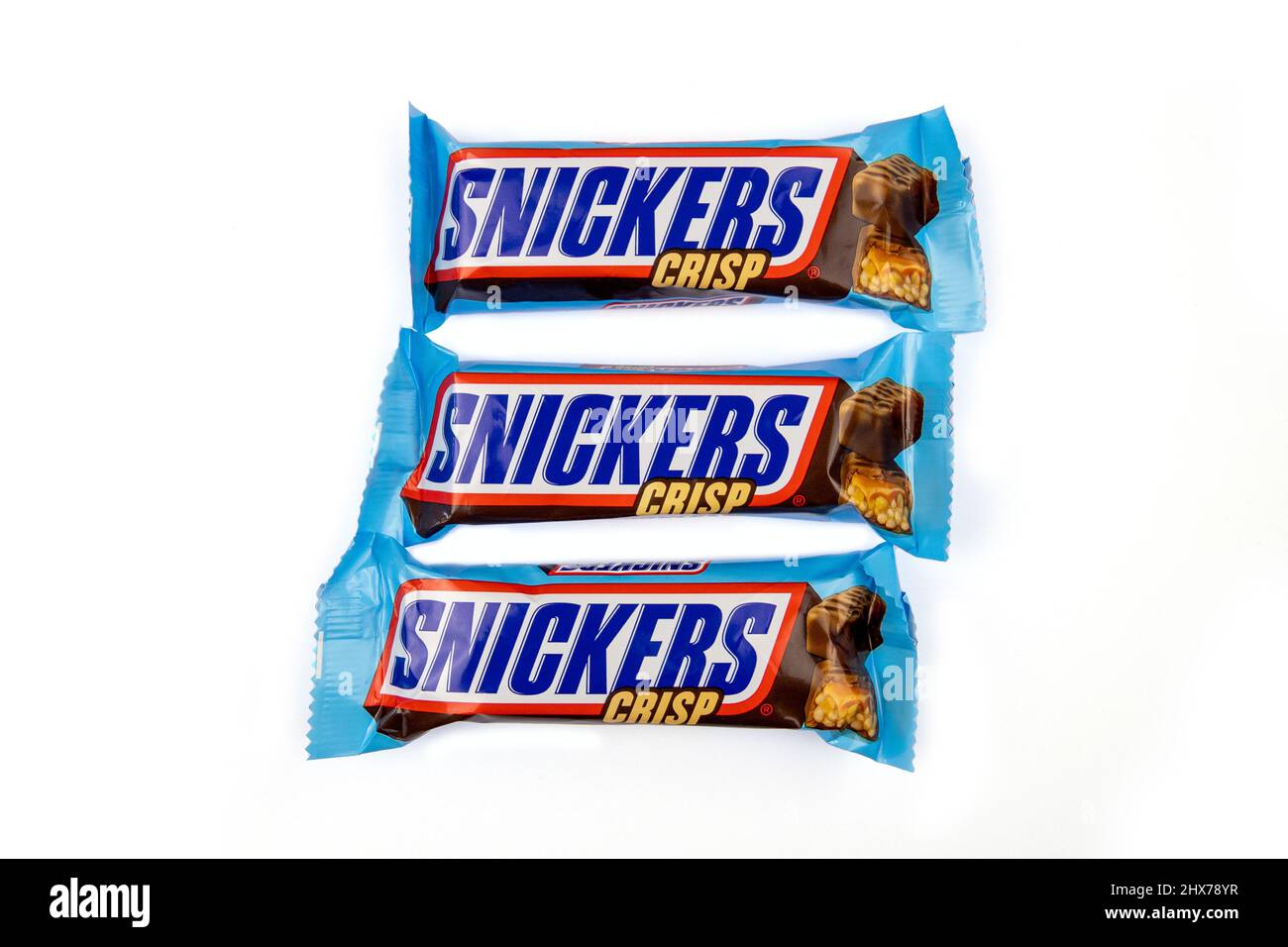 snickers crisp on a white background Stock Photo - Alamy