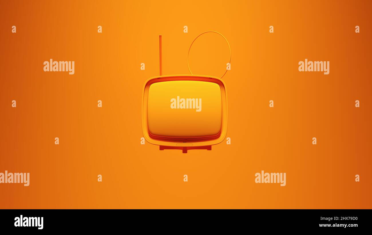 Orange Traditional Retro Television TV with Vibrant Orange Pattern ...
