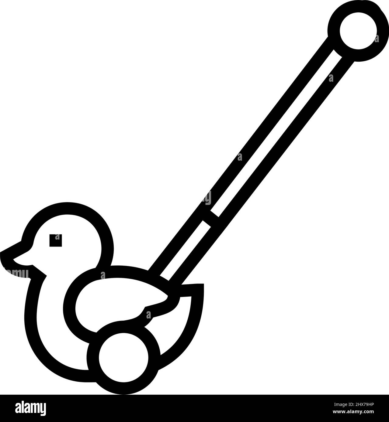 duck stick push toy line icon vector illustration Stock Vector Image ...