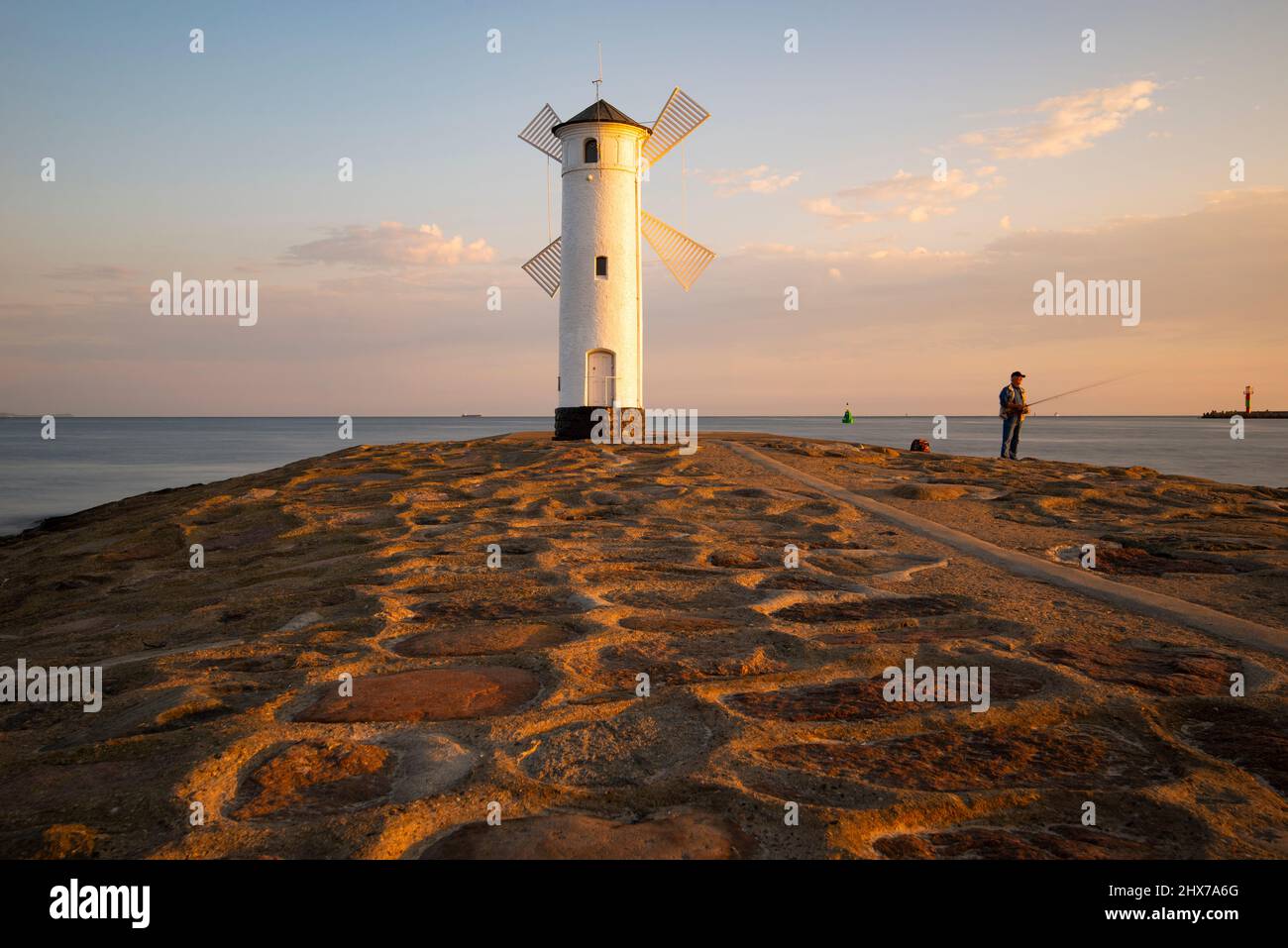 Lighthouse windmill Stawa Mlyny, Swinoujscie, Baltic Sea - Poland Stock ...