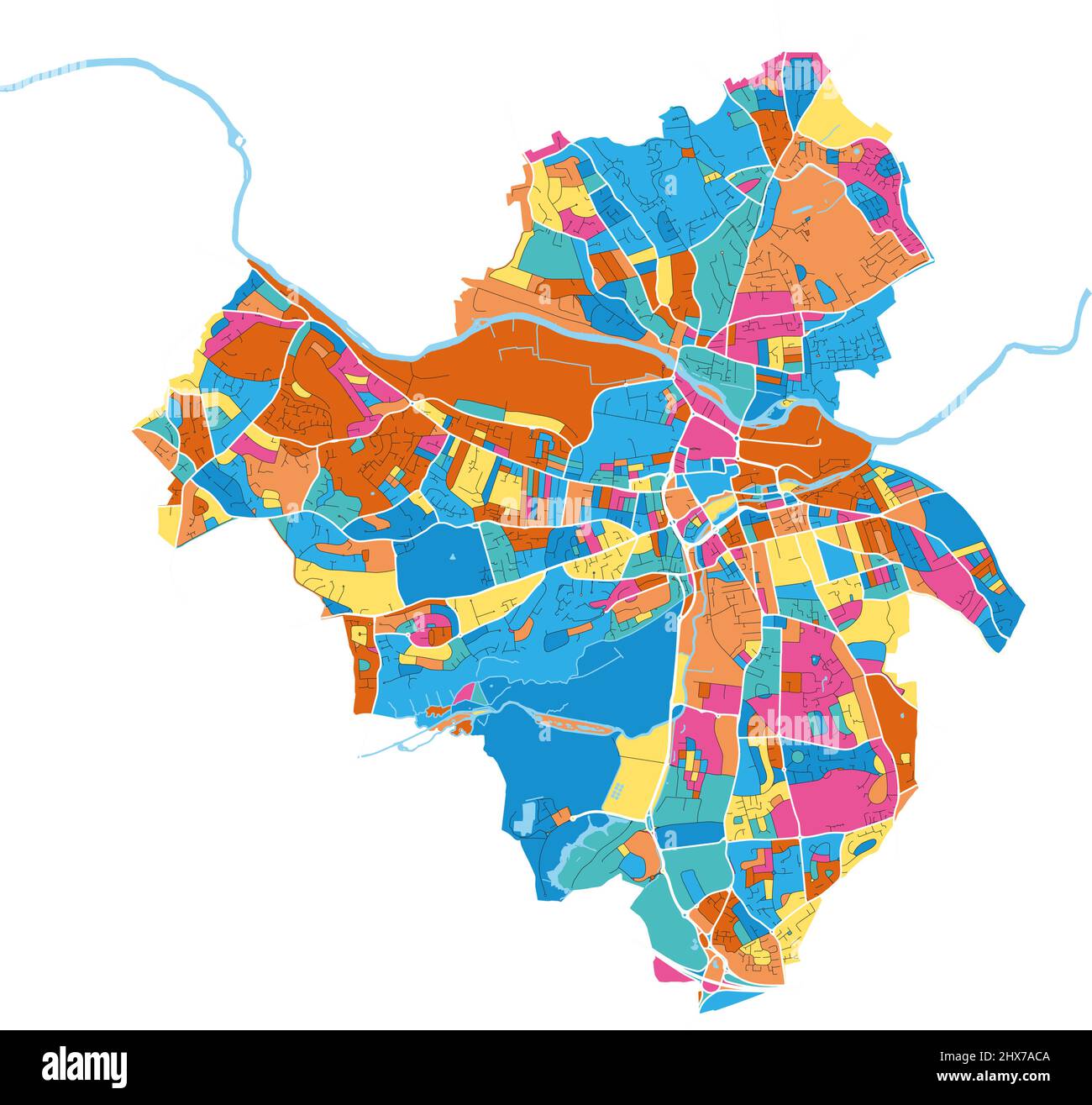Reading, South East England, England colorful high resolution vector ...