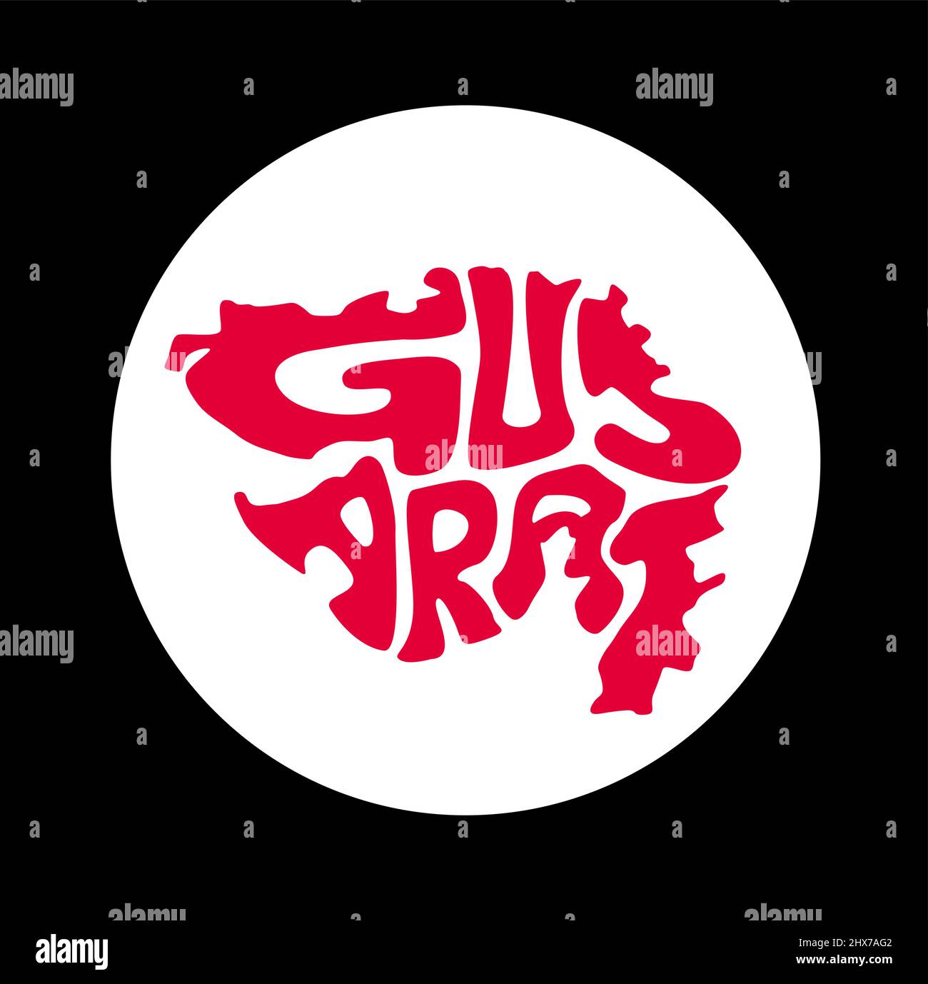 Indian state Gujarat map lettering. Gujarat map typography icon Stock ...