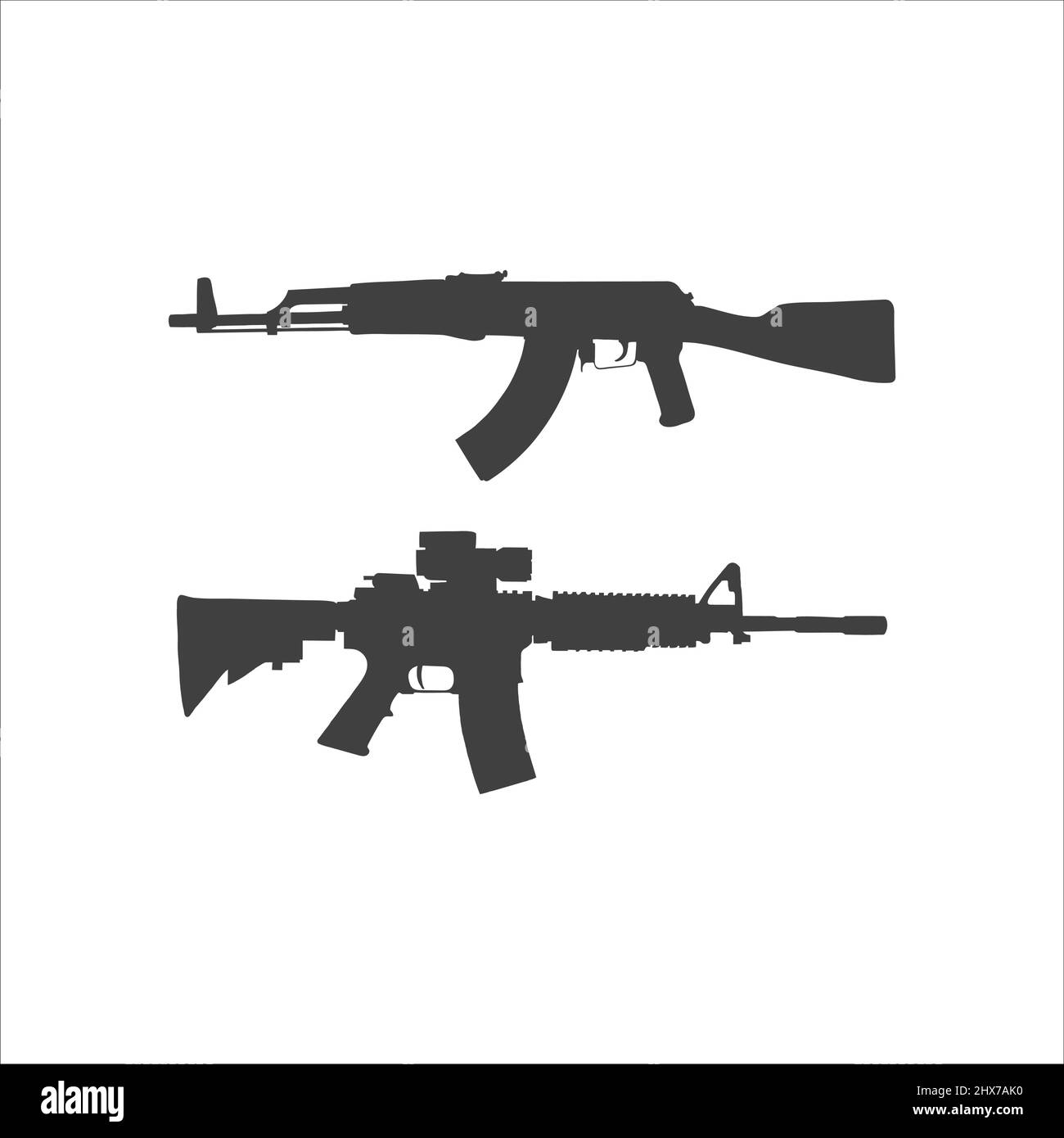 Gun Automatic Weapon AK47 M16. Vector Stock Vector Image & Art - Alamy