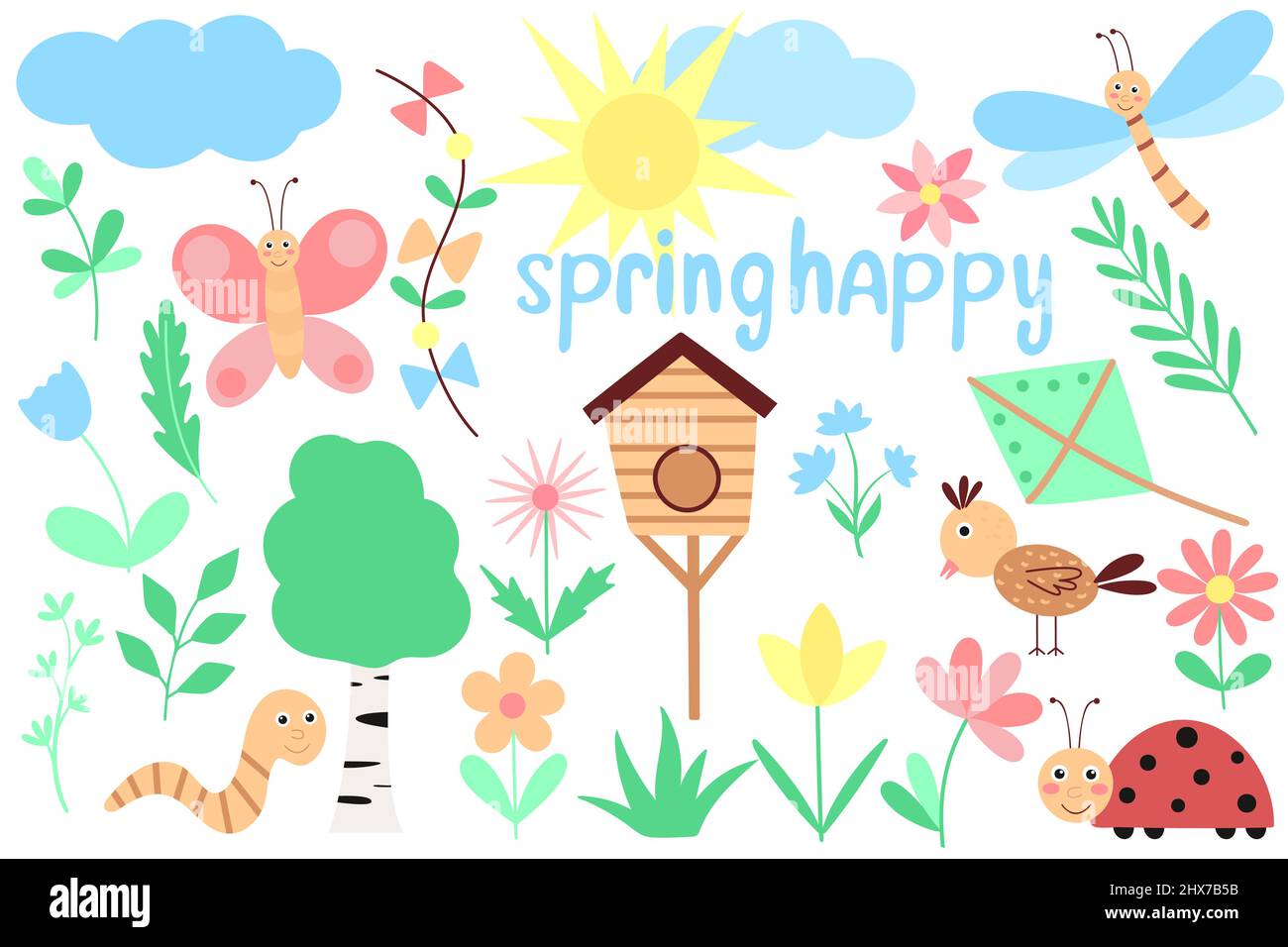 Baby spring set hand drawn vector illustration Stock Vector Image & Art ...
