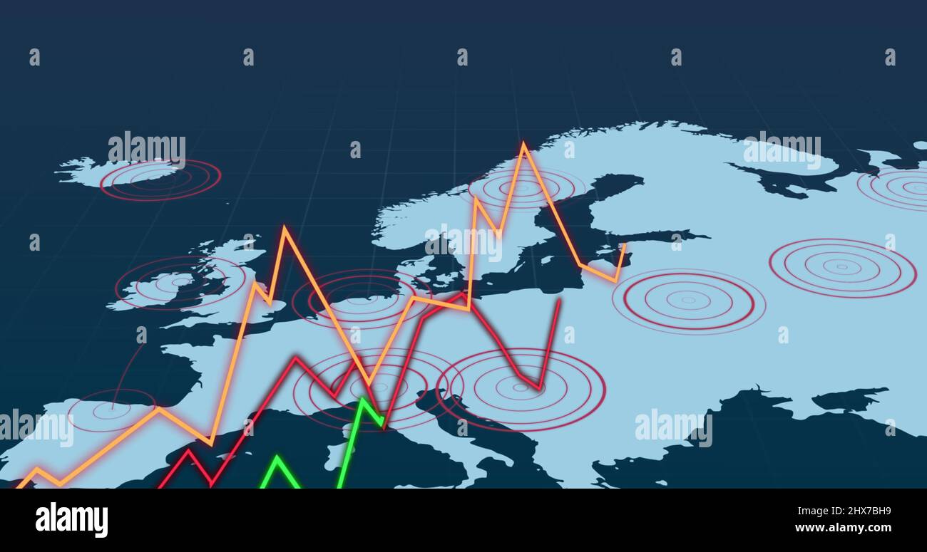 Image of world map over data processing Stock Photo - Alamy